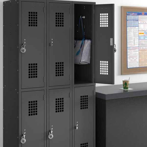 Regency Space Solutions Black 36" x 18" x 78" 3 Wide, 2 Tier Locker ...