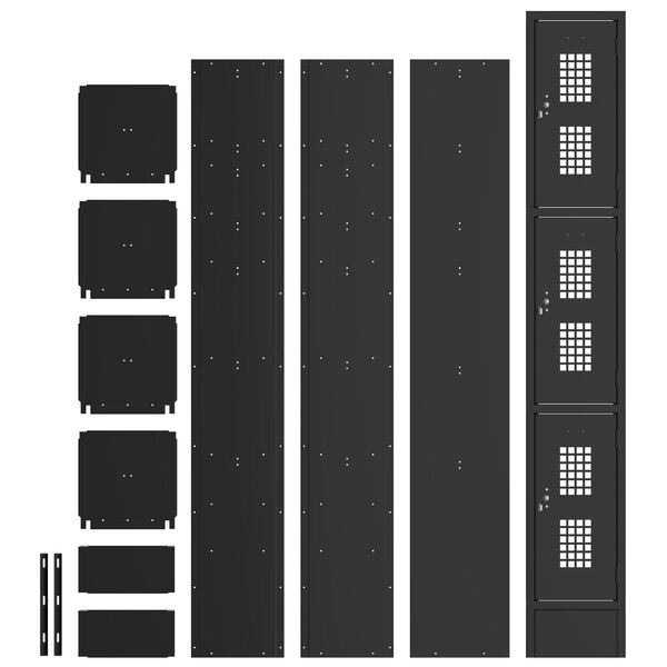 Regency Space Solutions Black 12" x 12" x 78" Single, 3 Tier Locker ...