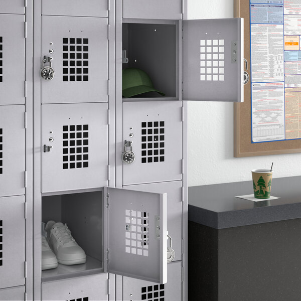 Regency Space Solutions Gray 36" x 15" x 78" 3 Wide, 6 Tier Locker ...