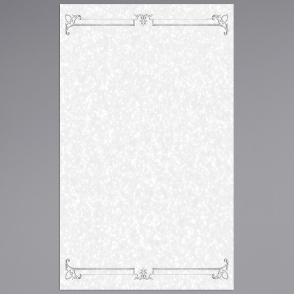 Choice 8 1/2" x 14" Menu Paper - Blue Swirl Border - 100/Pack