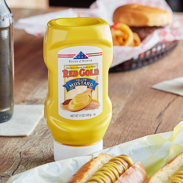 Red Gold Yellow Mustard 13 oz. Squeeze Bottle - 16/Case