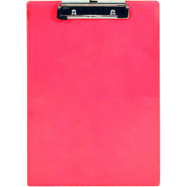Saunders 12 1/2" x 9" Neon Pink Plastic Clipboard with 1/2" Clip Capacity
