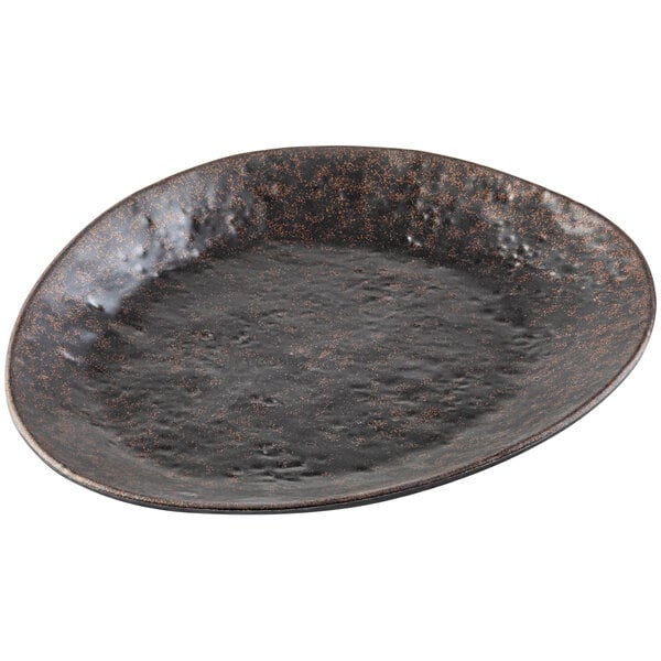 Tablecraft Lunara 13 1/8" x 11" Brown Oval Melamine Plate