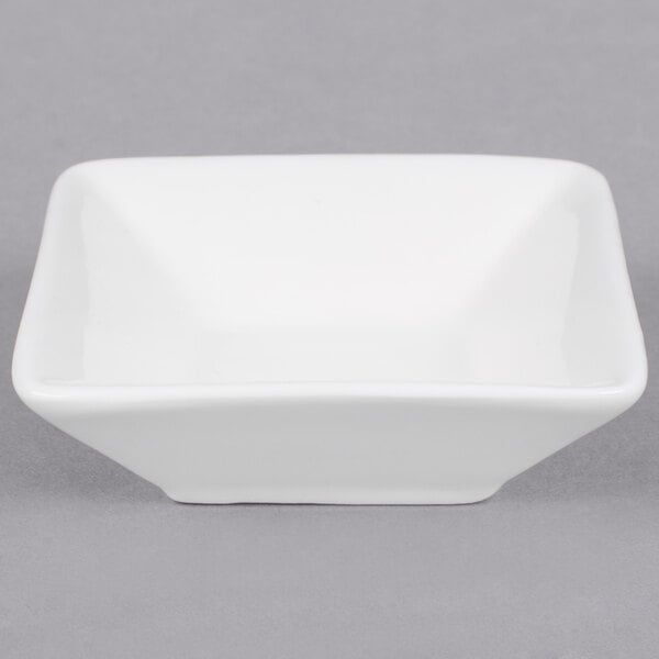 American Metalcraft PORD39 2 oz. White Square Porcelain Sauce Cup - 12/Case