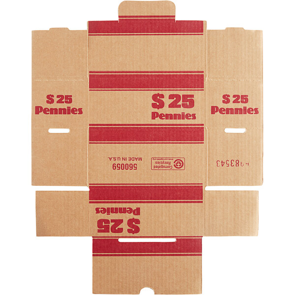 Controltek USA Red Coin Box - $25, Pennies - 50/Pack