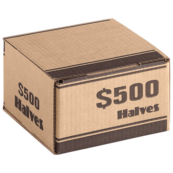Controltek USA Brown Coin Box - $500, Half Dollars - 50/Pack