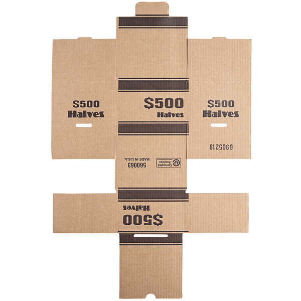 Controltek USA Brown Coin Box - $500, Half Dollars - 50/Pack
