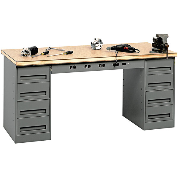 Tennsco 30" x 72" Compressed Wood Top Modular Workbench with (8 ...