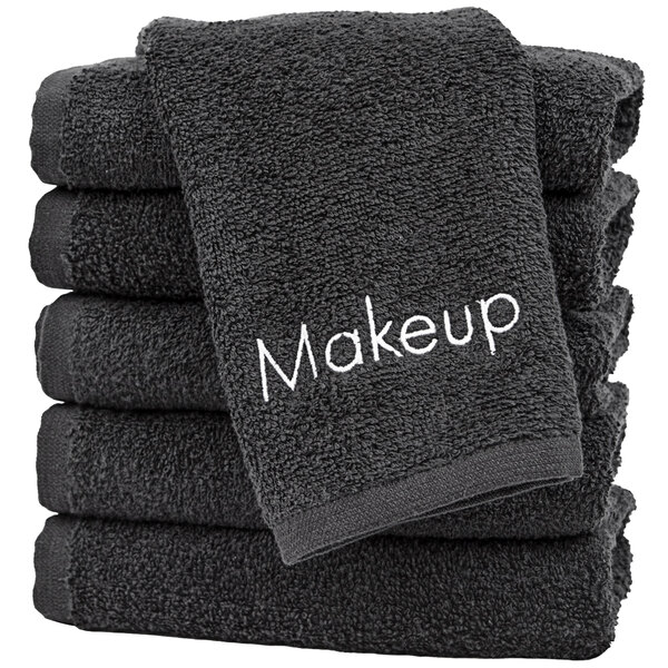 Monarch Brands 11" x 17" 100% Cotton Black Makeup Wash Cloth 1.7 lb ...