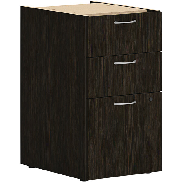 HON Mod 15" x 20" x 28" Java Oak 2 Box Support Pedestal with 1 File Drawer