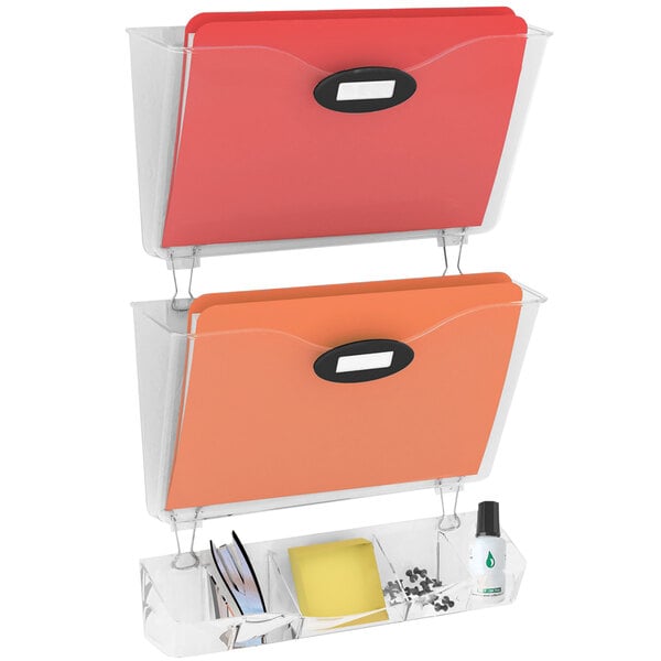 Deflecto 13 15/16" x 4 15/16" x 7 11/16" Clear DocuPocket Set - 2/Pack