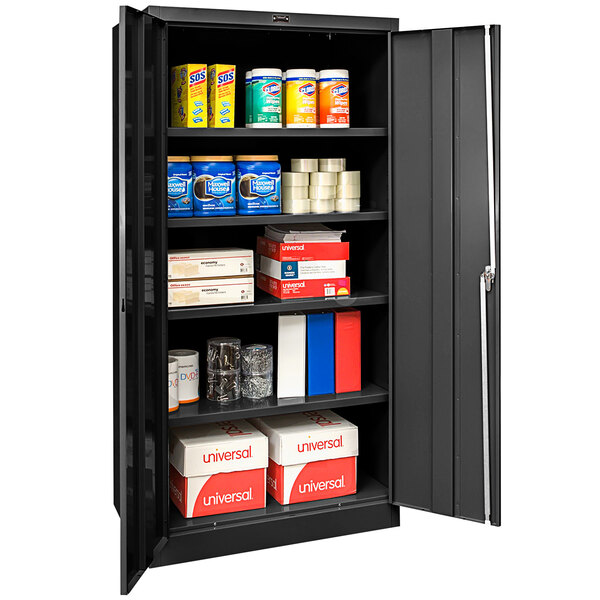 Hallowell 48" x 24" x 72" Black Storage Cabinet with Solid Doors ...