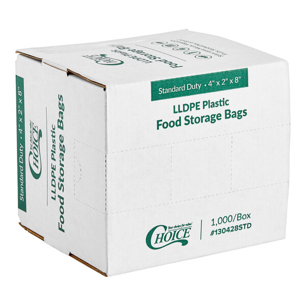 Choice 4" x 2" x 8" 0.68 Mil Standard-Duty Plastic Food Bag - 1000/Box