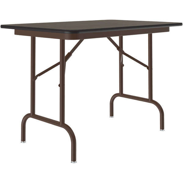 Correll 24" x 36" Walnut Thermal-Fused Laminate Top Folding Table with ...