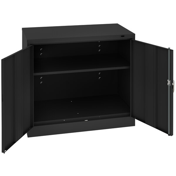 Tennsco 24" x 36" x 36" Black Standard Storage Cabinet with Solid Doors ...