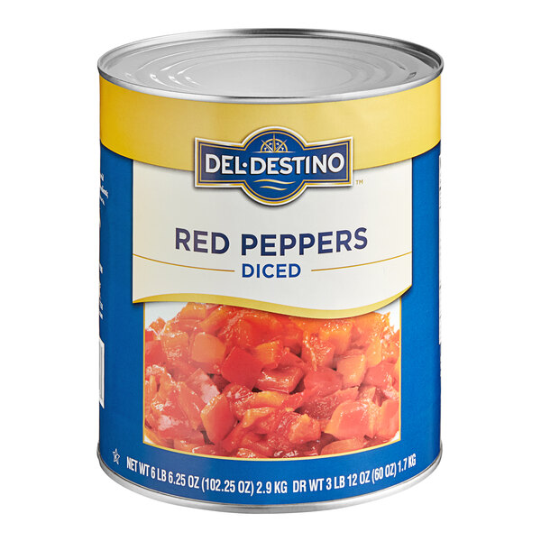 Del Destino Diced Red Bell Peppers #10 Can - 6/Case