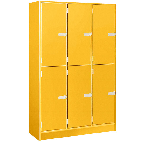 I.D. Systems 45" x 18" x 72" Sun Yellow Triple Door Storage Locker with ...
