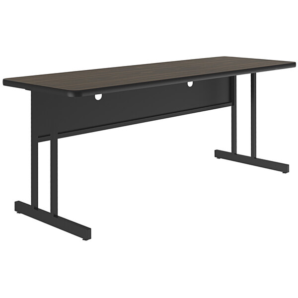 Correll 24" x 72" Rectangular Walnut Finish Desk Height Thermal-Fused ...