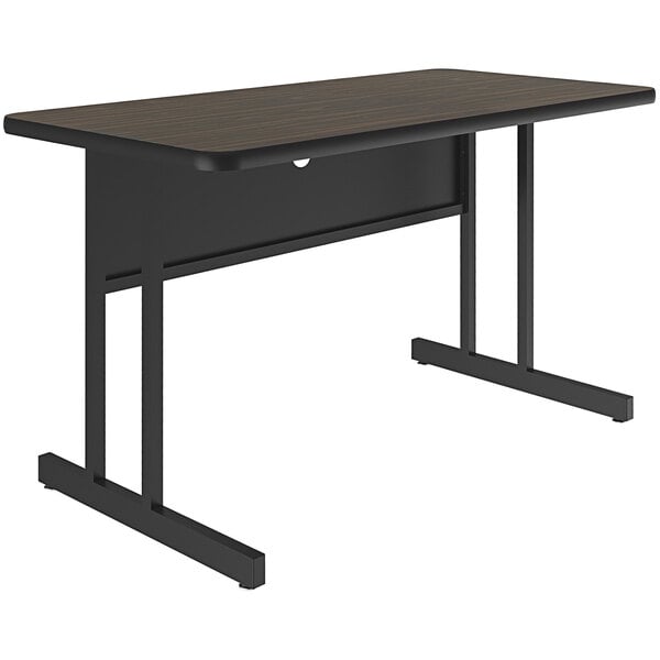 Correll 24" x 36" Rectangular Walnut Finish Desk Height Thermal-Fused ...
