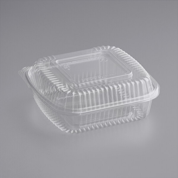 World Centric Clear Compostable PLA Hinged Clamshell Container 8" x 8 ...