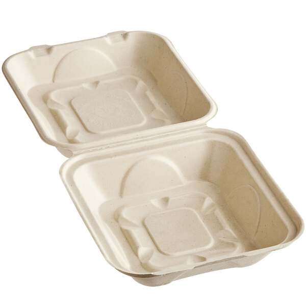 World Centric 8" x 8" x 3" Compostable PLA Lined Fiber Clamshell ...
