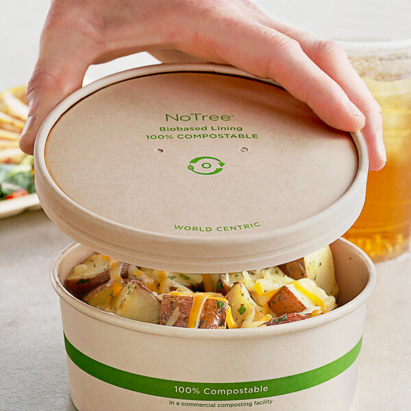 World Centric NoTree 24-32 oz. Compostable Wide Paper Lid - 300/Case