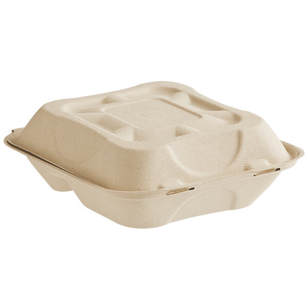 World Centric 8" x 8" x 3" 3-Compartment Compostable PLA Lined Fiber ...