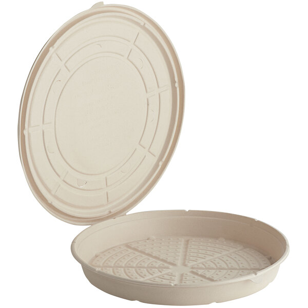 World Centric 14" Compostable Fiber Round Clamshell Pizza Container ...