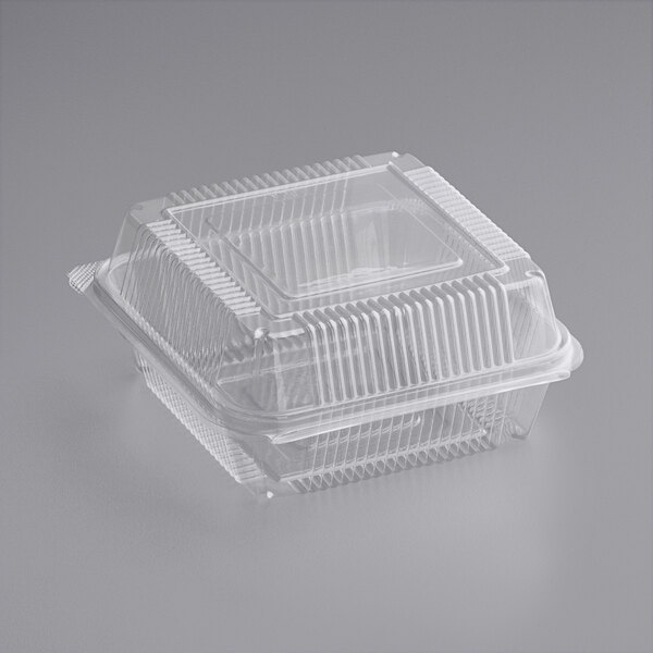 World Centric Clear Compostable PLA Hinged Clamshell Container 7" x 7 ...