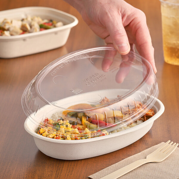 World Centric 32 oz. Clear Compostable PLA Burrito Bowl Lid - 300/Case