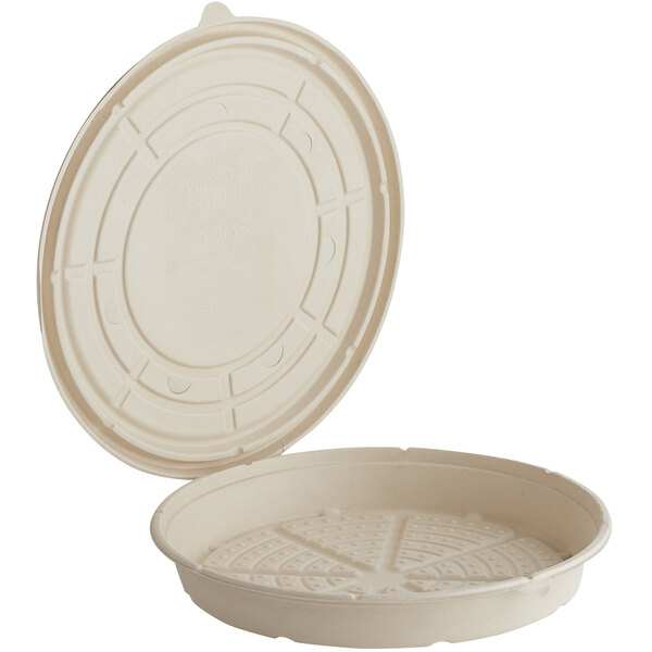 World Centric 12" Compostable Fiber Round Clamshell Pizza Container ...