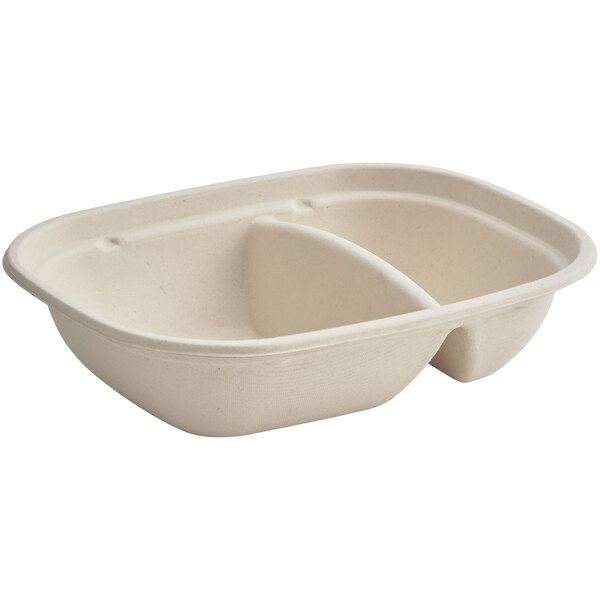 World Centric 24 oz. 2-Compartment Compostable Fiber Box - 400/Case