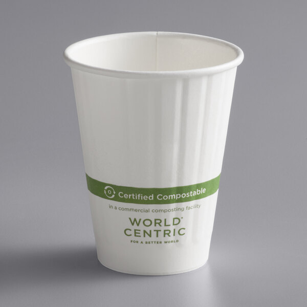 World Centric NoTree 8 oz. White Compostable Double Wall Paper Hot Cup ...