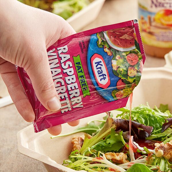 Kraft Fat-Free Raspberry Vinaigrette Dressing Packet 1.5 oz. - 60/Case