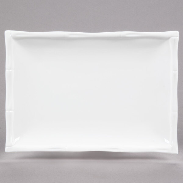 CAC BAP-34 Bamboo Pattern 7" x 5" Bright White Rectangular Porcelain ...