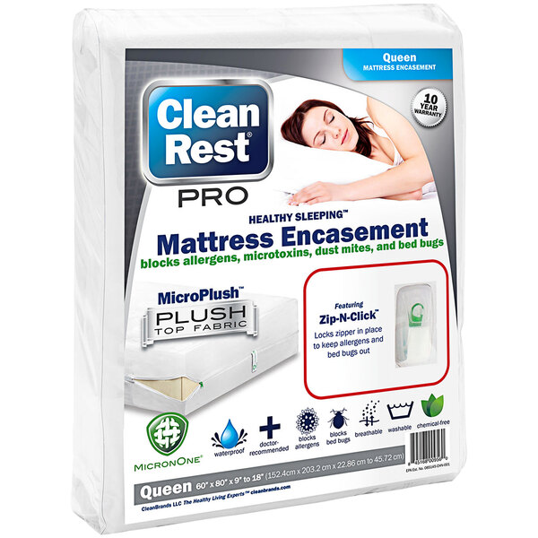 CleanRest Pro Bed Bug / Waterproof Queen Zippered Mattress Encasement ...