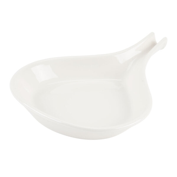 CAC FP-18-W Festiware 10" x 8 1/4" White Fry Pan Plate - 12/Case