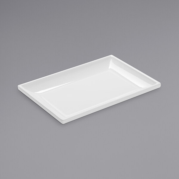 American Metalcraft 8 1/2" x 5 3/4" Rectangular White Mini Melamine Plate