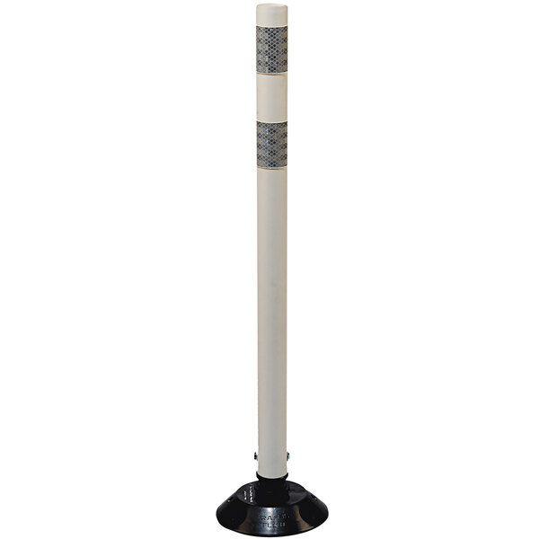 Cortina 48" White Tubular Marker Post with Black Base and Reflective ...