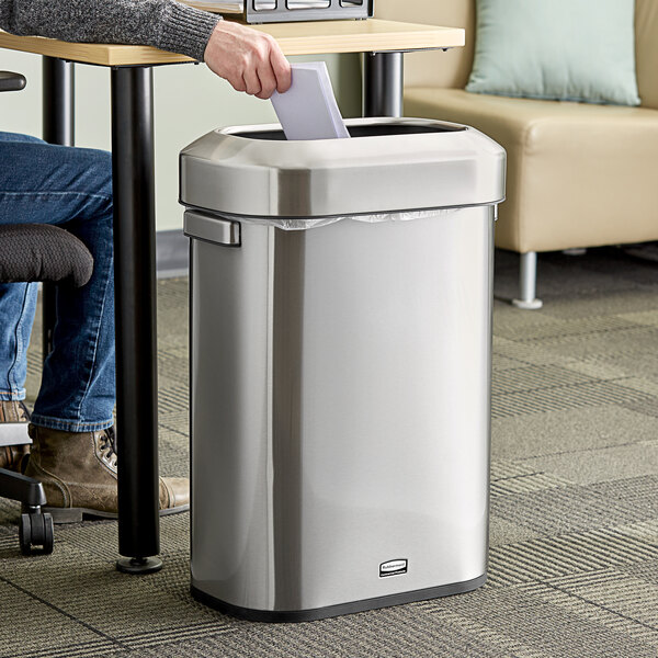 Rubbermaid Refine 2147581 15 Gallon Stainless Steel Slim Waste Container