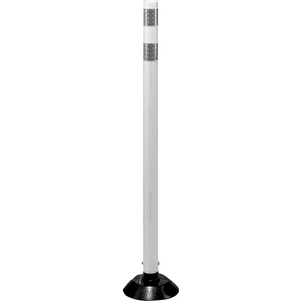 Cortina 36" White Tubular Marker Post with Black Base and Reflective ...
