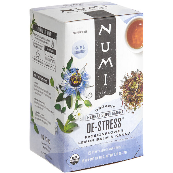Numi Organic De-Stress Herbal Tea Bags - 16/Box