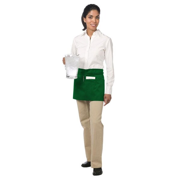 Chef Revival Kelly Green Poly-Cotton Customizable Waist Apron with 3 ...