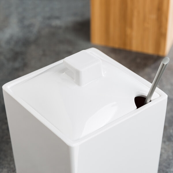 Cal-Mil C1432NL White Melamine Notched Lid for 4" Square Jars