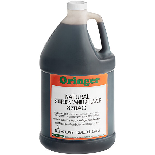 Oringer Pure Vanilla Bourbon Hard Serve Ice Cream Extract 1 Gallon