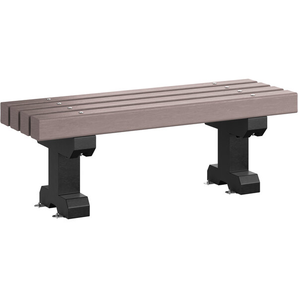 MasonWays 48" x 17" x 17" Brown Plastic Backless Dura-Bench with Black Legs