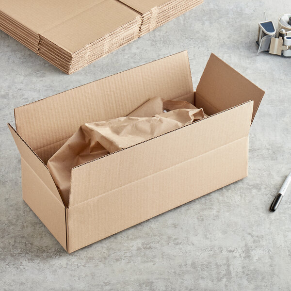 Lavex 18" x 8" x 4" Kraft Corrugated RSC Shipping Box - 25/Bundle