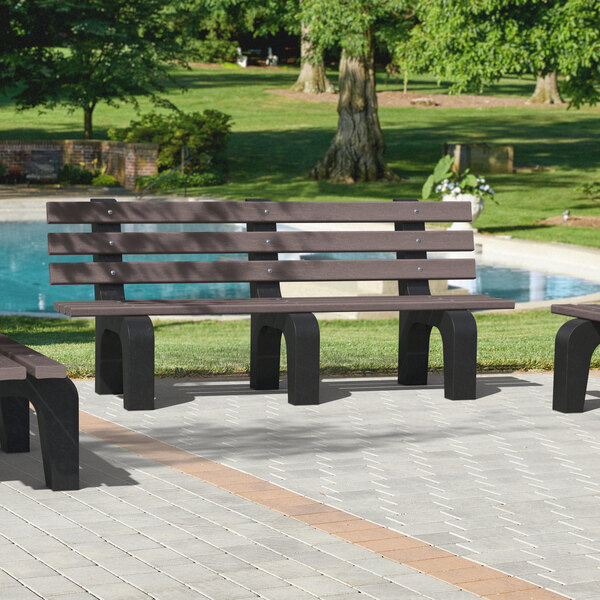 MasonWays 72" x 25" x 31" Brown Plastic Dura-Bench with Black Legs