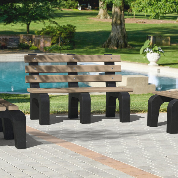 MasonWays 48" x 25" x 31" Cedar Plastic Dura-Bench with Black Legs
