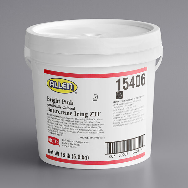 Rich's Allen Bright Pink Buttrcreme Icing - 15 lb. Pail
